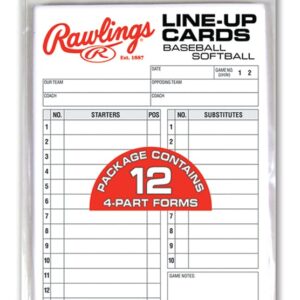 Rawlings | SYSTEM-17 Lineup Card Refill Pack | Baseball/Softball | Four-Part Lineup Cards