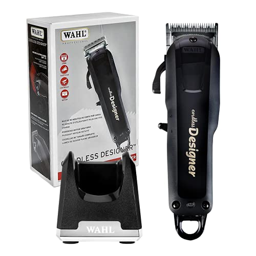 Wahl Professional - Cordless Designer Clipper #8591-90 Minute Run Time - Includes Weighted Cordless Clipper Charging Stand #3801 - for Professional Barbers and Stylists