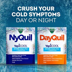 Vicks DayQuil and NyQuil VapoCOOL SEVERE Combo Cold & Flu + Congestion Medicine, Max Strength Relief For Fever, Sore Throat, Nasal Congestion, Sinus Pressure, Cough, 48 Count - 32 DayQuil, 16 NyQuil