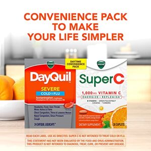 Vicks DayQuil & Super C Convenience Pack: DayQuil Severe Medicine for Cold & Flu Relief, Conveniently Packaged with Super C Energize and Replenish* Daily Supplement with Vitamin C, B Vitamins, 52ct