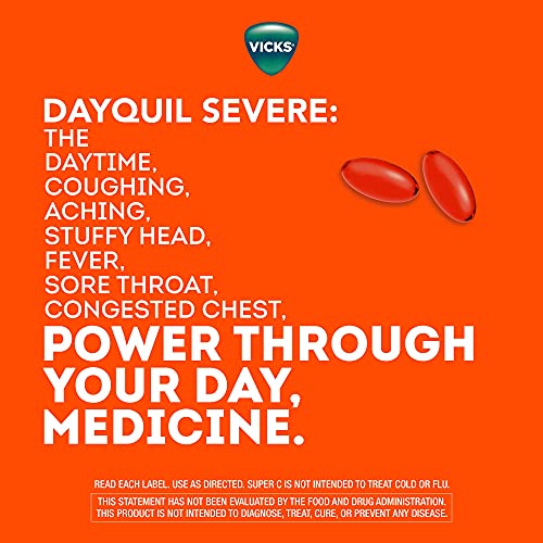 Vicks DayQuil & Super C Convenience Pack: DayQuil Severe Medicine for Cold & Flu Relief, Conveniently Packaged with Super C Energize and Replenish* Daily Supplement with Vitamin C, B Vitamins, 52ct