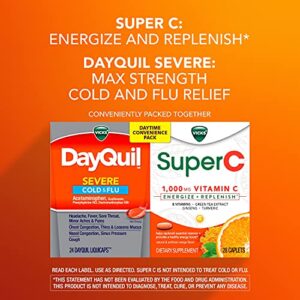 Vicks DayQuil & Super C Convenience Pack: DayQuil Severe Medicine for Cold & Flu Relief, Conveniently Packaged with Super C Energize and Replenish* Daily Supplement with Vitamin C, B Vitamins, 52ct