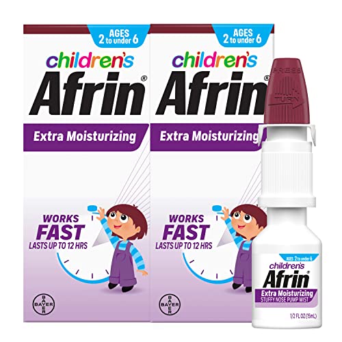 Afrin Childrens, Age 2-6, Extra Moisturizing Stuffy Kids Nasal Spray Pump Mist, 12 Hour Nasal Congestion Relief - Twin Pack, 30 mL