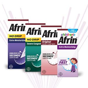 Afrin Childrens, Age 2-6, Extra Moisturizing Stuffy Kids Nasal Spray Pump Mist, 12 Hour Nasal Congestion Relief - Twin Pack, 30 mL