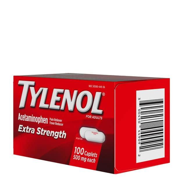 TYLENOL CAPSULE EXTRA STRENGTH 500mg - 100 Ct, Pack of 2