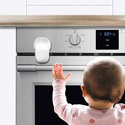 EUDEMON Child Safety Heat-Resistant Oven Door Lock, Oven Front Lock for Kids Easy to Install, Use 3M Adhesive,No Screws or Drill (White)