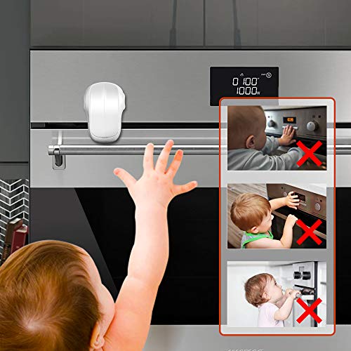 EUDEMON Child Safety Heat-Resistant Oven Door Lock, Oven Front Lock for Kids Easy to Install, Use 3M Adhesive,No Screws or Drill (White)