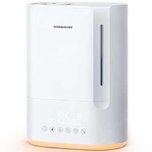 vagkri humidifiers for bedroom large room, 6l top fill ultrasonic warm & cool mist humidifiers, essential oil diffuser, night light, sleep mode, 12h timer, 5 mist levels, air vaporizer up to 60 hours