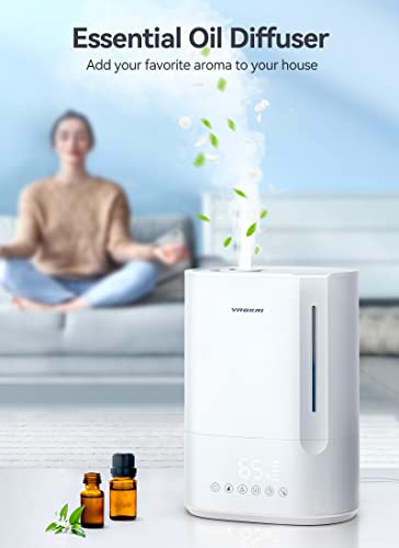 VAGKRI Humidifiers for Bedroom Large Room, 6L Top Fill Ultrasonic Warm & Cool Mist Humidifiers, Essential Oil Diffuser, Night Light, Sleep Mode, 12H Timer, 5 Mist Levels, Air Vaporizer Up to 60 Hours