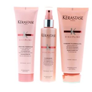 Kerastase Discipline Frizzy Hair Kit, Keratin Thermique 5.1 Oz, Discipline Fluidissime 5.1 Oz & Kerastase Fondant Fluidealiste 6.8 Oz