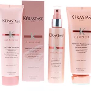 Kerastase Discipline Frizzy Hair Kit, Keratin Thermique 5.1 Oz, Discipline Fluidissime 5.1 Oz & Kerastase Fondant Fluidealiste 6.8 Oz