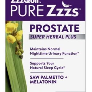 Vicks Zzzquil Pure Zzzs Prostate Super Herbal Blend Nighttime Melatonin Sleep Aid, 30 Softgels