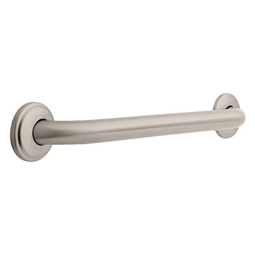 Safety First 5918SN Beveled Edge Concealed Mount Safety Bath and Shower Grab Bar, 1-1/4-Inch x 18-Inch, Satin Nickel