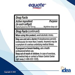 Equate Maximum Strength Sleep-Aid Softgels 50mg, 100 Ct (2 Pack) Bundle with Exclusive "Have a Great Sleep" - Better Idea Guide (3 Items)