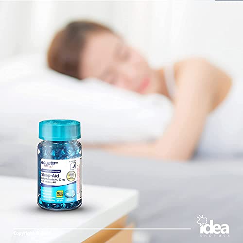 Equate Maximum Strength Sleep-Aid Softgels 50mg, 100 Ct (2 Pack) Bundle with Exclusive "Have a Great Sleep" - Better Idea Guide (3 Items)