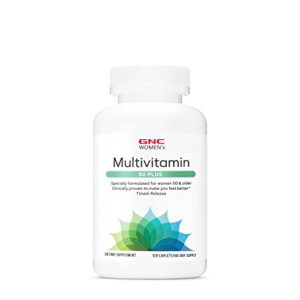 GNC Women's Multivitamin 50 Plus |Supports Bone, Eye, Memory, Brain and Skin Health with Vitamin D, Calcium and B12 | Helps Increase Energy Production | 120 Caplets