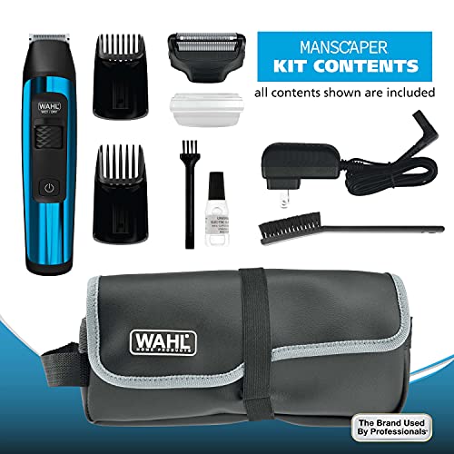 Wahl Manscaper Deluxe Hair Trimmer and Shaver for Total Body Grooming and Your Hair Down There with Safe-Touch Detachable Stainless Steel Precision Blades - Model 5708