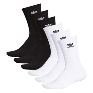 adidas Originals Trefoil Crew Socks (6-Pair), White/Black, Large