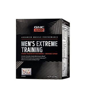 gnc amp men’s extreme training vitapak | developed for max performance and endurance | 5-step daily supplement system | targeted muscle support | 30 packs