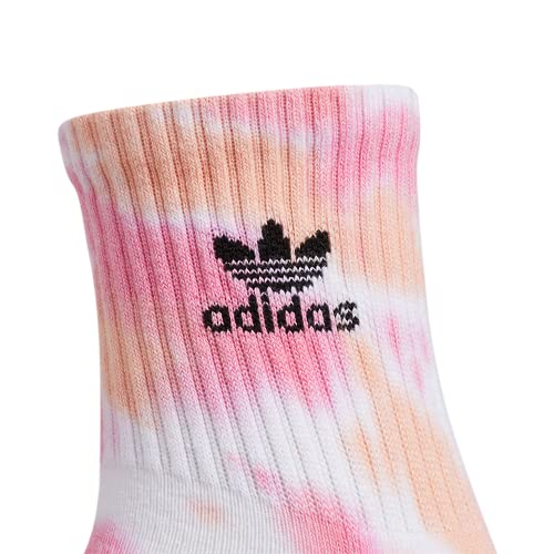 adidas Originals Women's Color Wash Quarter Socks (3-Pair), White/Rose Tone Pink/Ambient Blush Pink, Medium