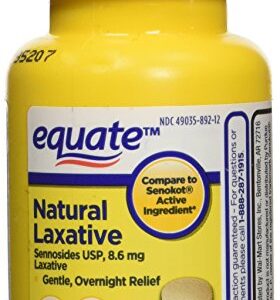 Equate Natural Vegetable Laxative, Sennosides 8.6 mg Tablets, 100-Count Bottle