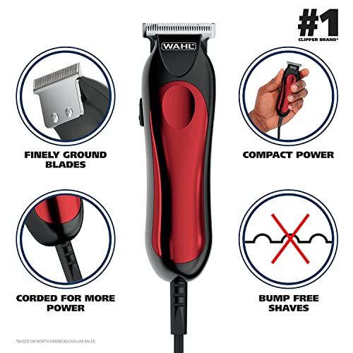 Wahl T-Pro Corded Compact Beard Trimmer with Diamond Finished T Blade for Bump Free Precision Outlining, Detailing, and Trimming - Model 9307-300