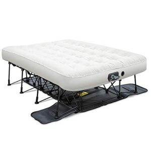 ivation ez-bed (full size) air mattress with frame & rolling case, self inflatable, blow up bed auto shut-off, comfortable surface airbed, best for guest, travel, vacation, camping