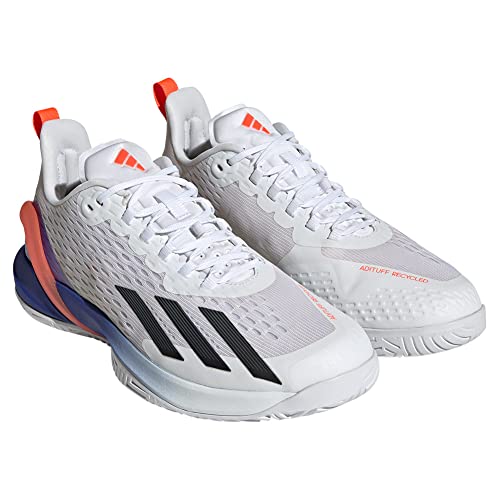 adidas Men's Adizero Cybersonic Tennis Shoe, White/Black/Solar Red, 13