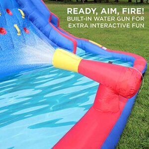 SUNNY & FUN Ultra Climber Inflatable Water Slide Park – Heavy-Duty for Outdoor Fun - Climbing Wall, Two Slides & Splash Pool – Easy to Set Up & Inflate with Included Air Pump & Carrying Case