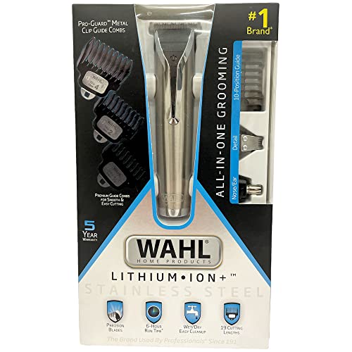 Wahl Stainless Steel Lithium Ion Men's Multi Purpose Beard, Facial Trimmer and T