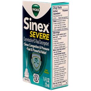 Vicks Sinex Severe Nasal Spray with Menthol 0.50 oz (Pack of 4)