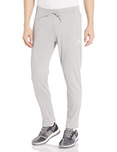 adidas men’s essentials single jersey tapered open hem pants, medium grey heather, x-large