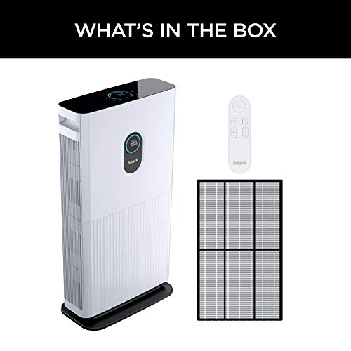 Shark HE601 Air Purifier 6 True HEPA Cleans up to 1200 Sq. Ft., Captures 99.98% of Particles, dust, allergens, Smoke, 0.1–0.2 microns, Advanced Odor Lock, Quiet, 6 Fan, White