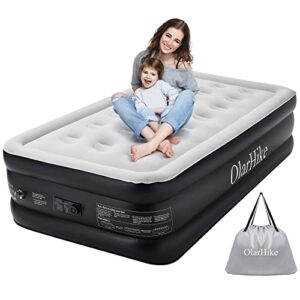 olarhike inflatable twin air mattress with built in pump,18″elevated durable air mattresses for camping,home&guests,fast&easy inflation/deflation airbed,black double blow up bed,travel cushion,indoor