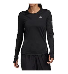 adidas women’s own the run long sleeve tee, black/white, medium