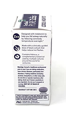 Vicks Zzzquil Pure Zzzs Cool Nights, Night Sweats Reducing, Melatonin Sleep Aid, 30 Tablets