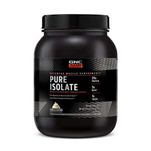 gnc amp pure isolate whey protein – vanilla custard