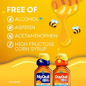 Vicks Kids NyQuil/DayQuil Honey Cold & Cough + Congestion Relief Combo Pack for Nighttime & Daytime Cough & Congestion, Flavored with Real Honey, for Children Ages 6+, 8 FL OZ NyQuil, 8 FL OZ DayQuil