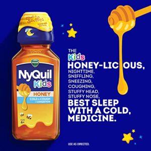 Vicks Kids NyQuil/DayQuil Honey Cold & Cough + Congestion Relief Combo Pack for Nighttime & Daytime Cough & Congestion, Flavored with Real Honey, for Children Ages 6+, 8 FL OZ NyQuil, 8 FL OZ DayQuil