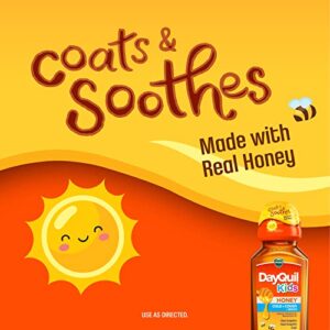 Vicks DayQuil Kids Cold and Cough + Mucus Relief Made with Real Honey for Kids 6+ Tastes Great 8oz