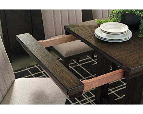 Signature Design by Ashley Dellbeck Casual Rectangular Dining Extension Table, Seats up to 8, Dark Brown