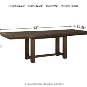 Signature Design by Ashley Dellbeck Casual Rectangular Dining Extension Table, Seats up to 8, Dark Brown