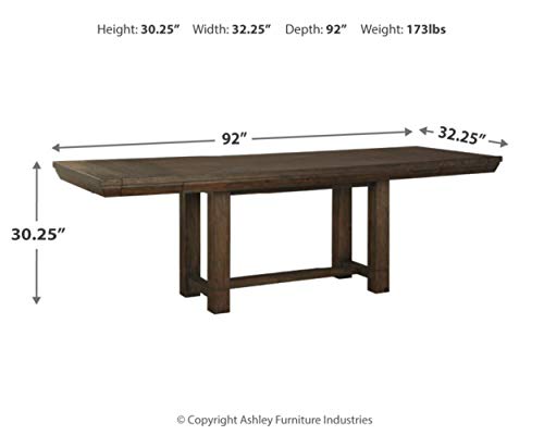 Signature Design by Ashley Dellbeck Casual Rectangular Dining Extension Table, Seats up to 8, Dark Brown