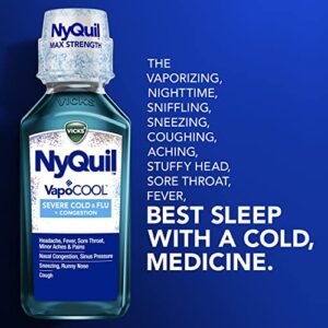 Vicks NyQuil SEVERE with VapoCOOL Nighttime Cough, Cold and Flu relief liquid, Berry, 12 Fl Oz