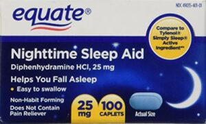 equate nighttime sleep aid 25 mg, 00 mini-caplets, 100 count