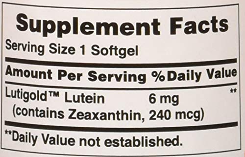 Puritans Pride Lutein 6 Mg with Zeaxanthin Supports Eye Health, 200 Count