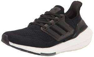 adidas women’s ultraboost 21 running shoe, black/black/grey, 7