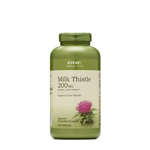 gnc herbal plus milk thistle 200mg | supports liver health | 300 capsules