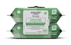 equate beauty exfoliating wet cleansing towelettes with cucumber aloe green tea 100 wipes