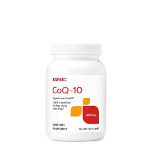 gnc coq-10 400mg, 60 softgels, supports heart health